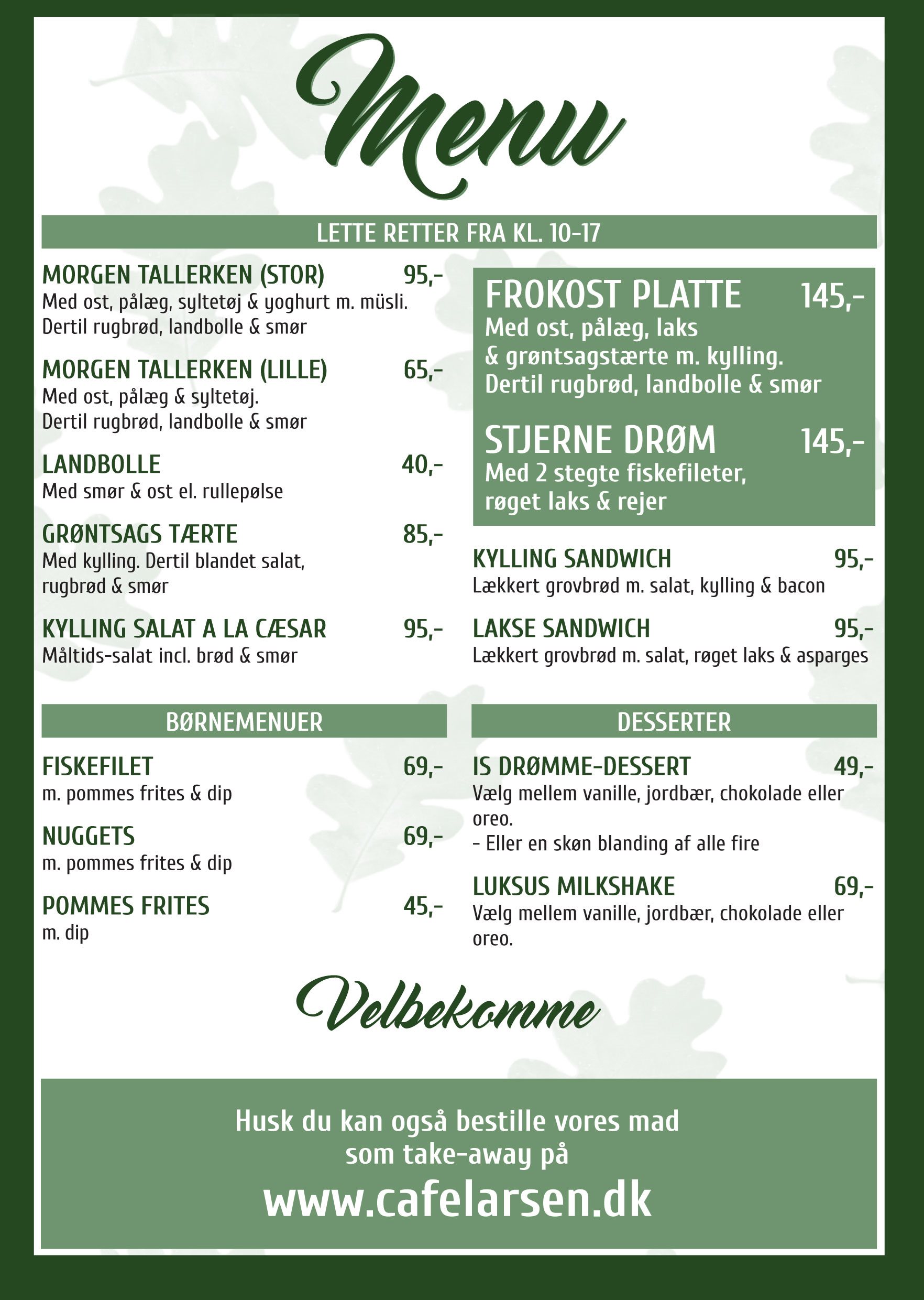 Café menu - Cafe larsen